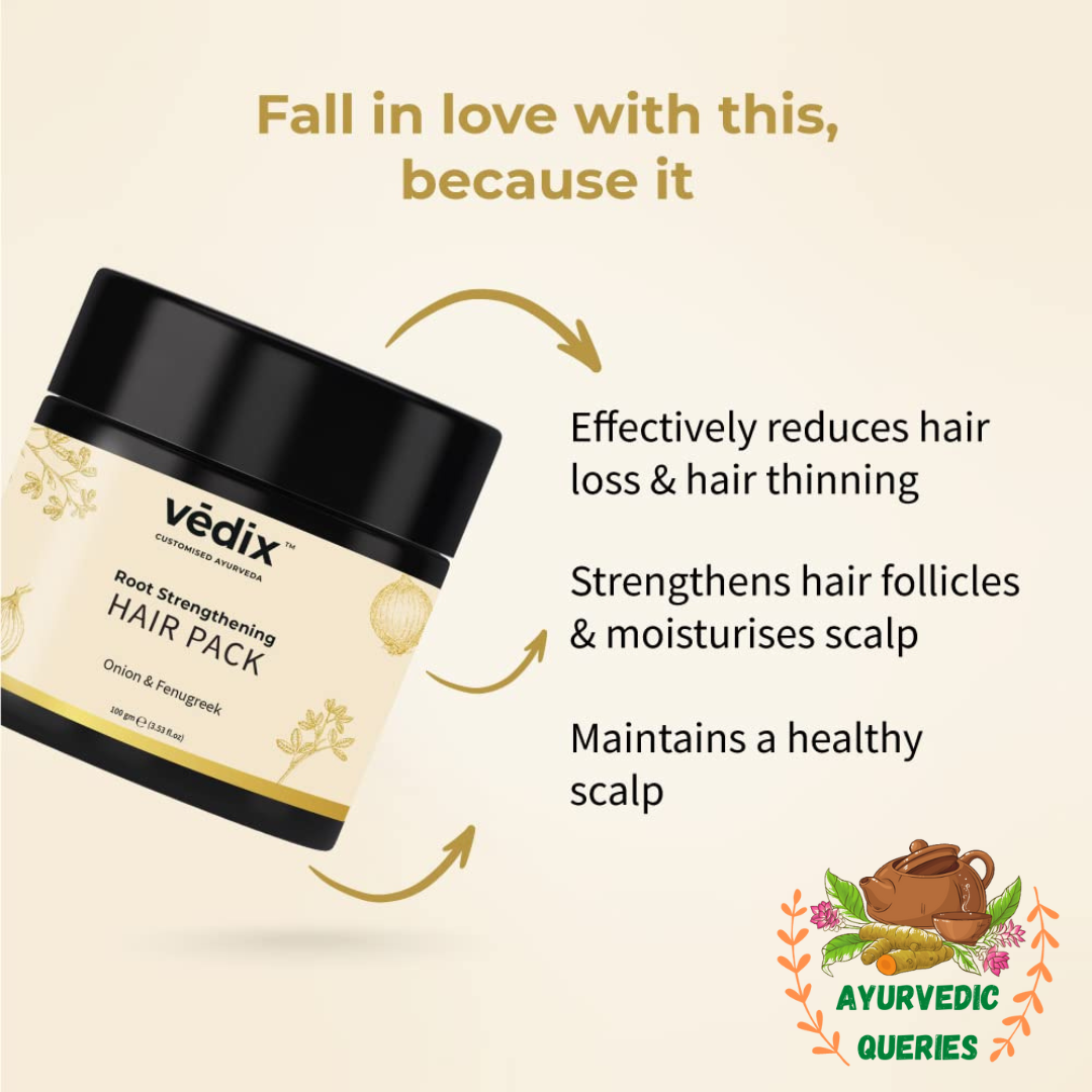 VEDIX ONION + FENUGREEK ROOT STRENGTHENING HAIR PACK – Ayurvedic Queries